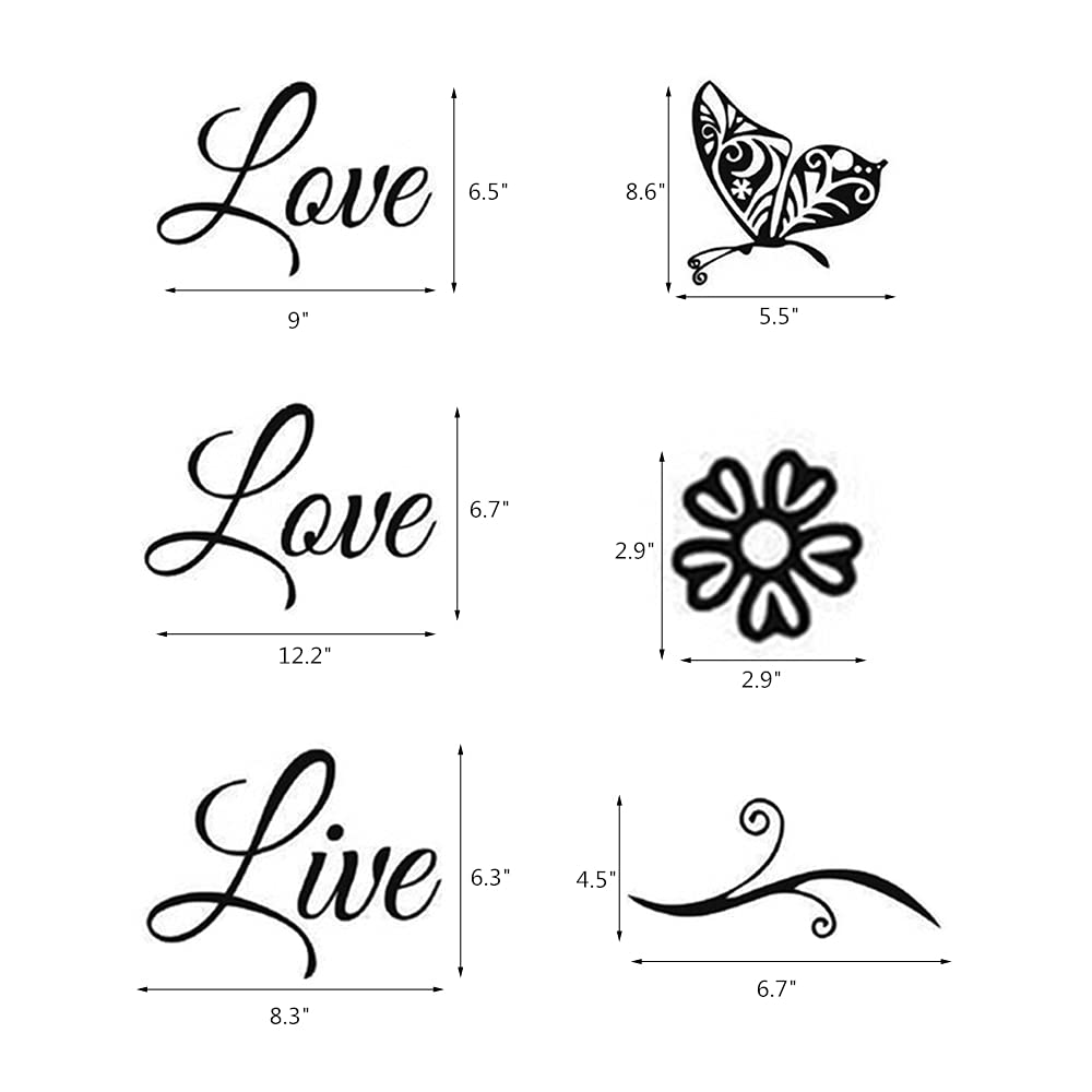 Live Love Laugh Set 3 Wall Sticker Motivational Wall Decals,Family Inspirational Wall Stickers Quotes(18x39, Black)