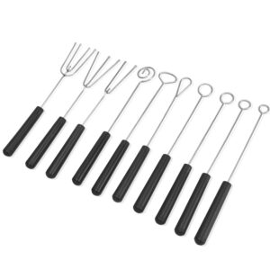 10pcs chocolate dipping fork set, diy baking supplies, stainless steel decorating tool set for handmade chocolates, pralines,truffles