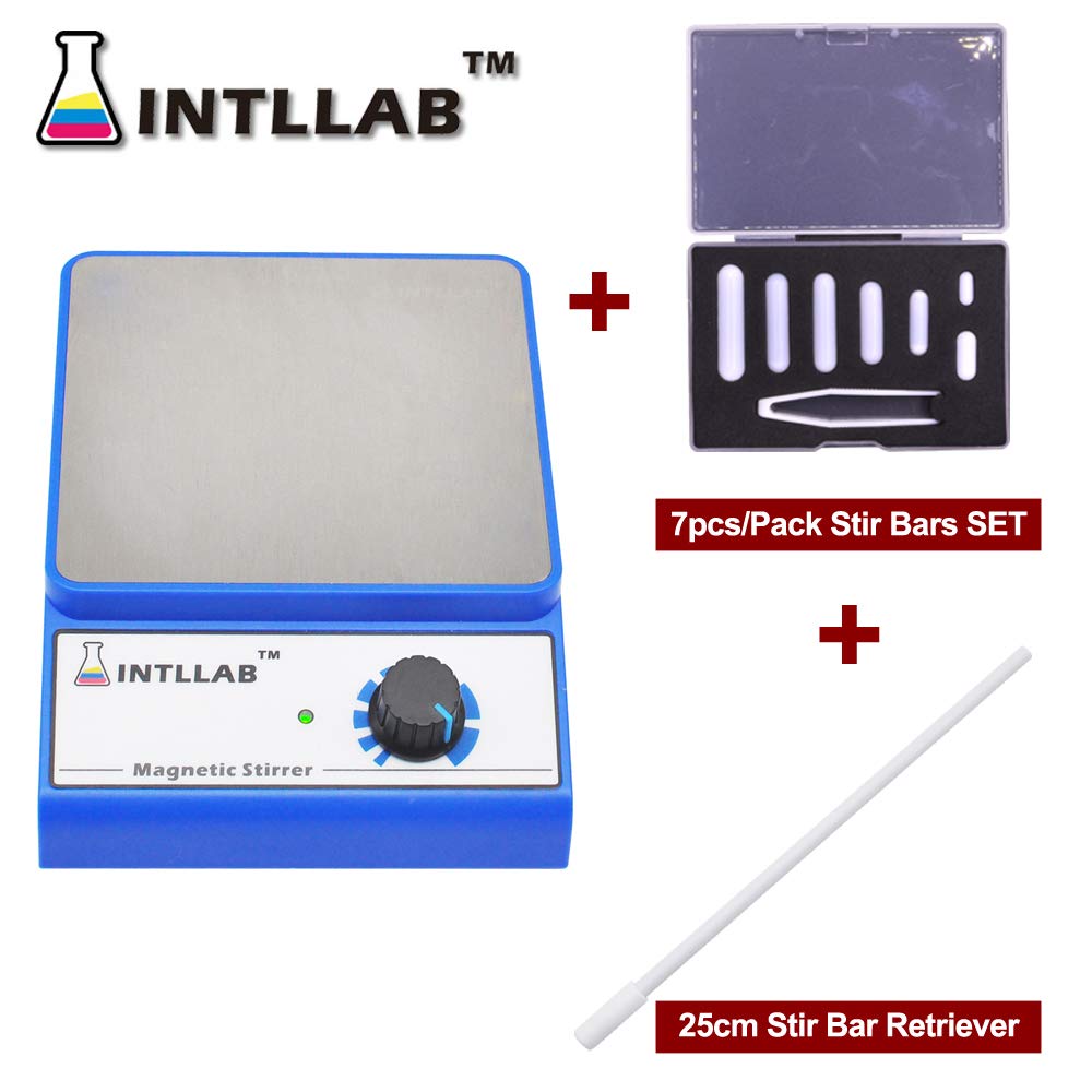 INTLLAB Magnetic Stirrer with 7PCS stir bar Set and stir bar Retriever