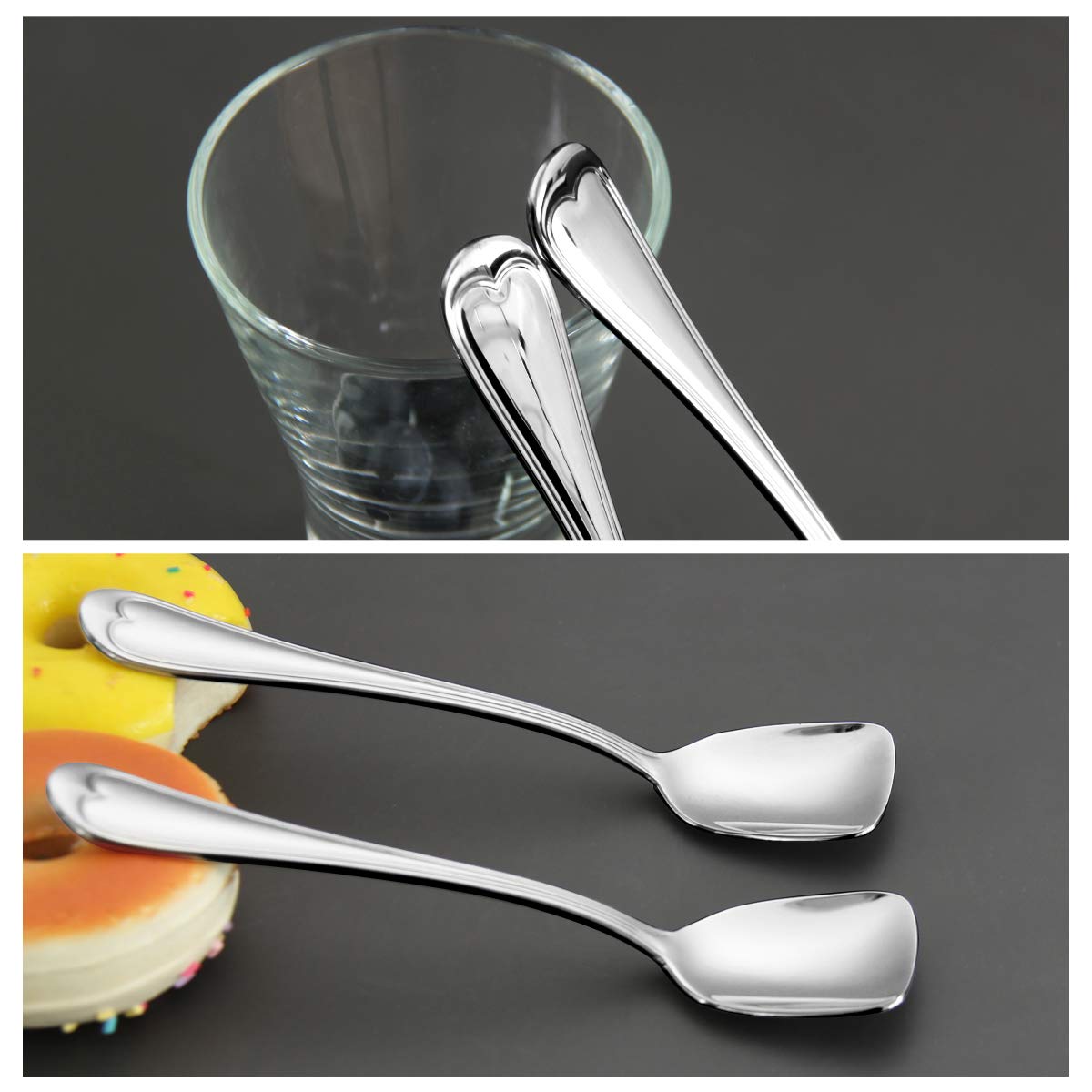 HISSF Ice Cream Spoons 18/10 Stainless Steel Dessert Spoon 4 Pcs, Shovel Spoons, 6.0 Inches, Dishwasher Safe