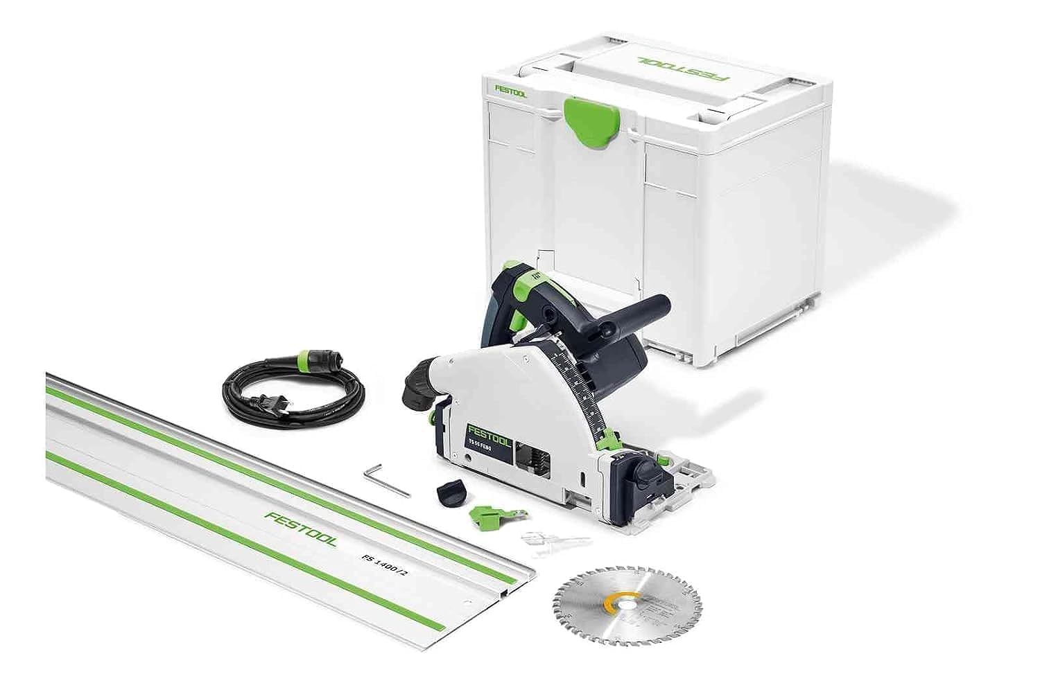 Festool 577014 Plunge-Cut Track Saw TS 55 FEQ-F-Plus-FS with 55-Inch Guide Rail