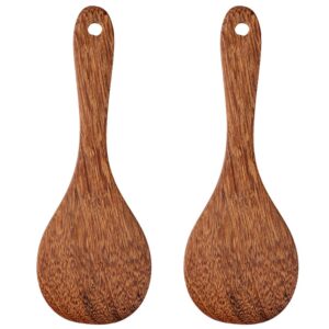 2 pack wooden rice spoon rice cooker spatula utensils wood rice paddle non stick rice spatula kitchen cooking salad tongs rice serving spoon set