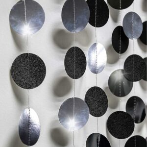 Cheerland Glitter Charcoal Grey Black Circle Garland Kit Halloween Party Decoration Hanging Polka Dots Streamer Backdrop Banner Birthday Wedding Retirement New Years NYE Bachelorette Bridal Shower