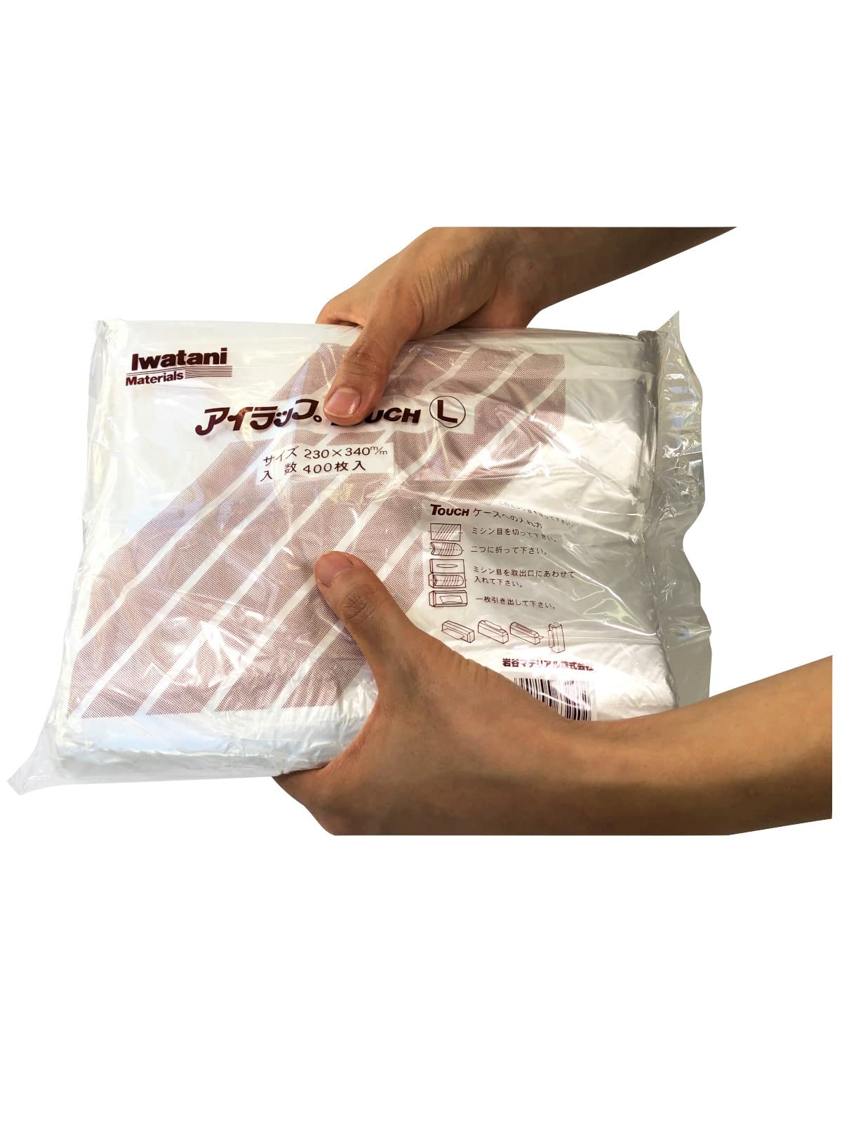 Iwatani Material Plastic Bags, Eye Wraps, TOUCH L, 400 Pieces, Approx. 9.1 x 13.4 inches (230 x 340 mm), Made in Japan, Commercial Use, Large Capacity, Plastic Bags, Food Packaging