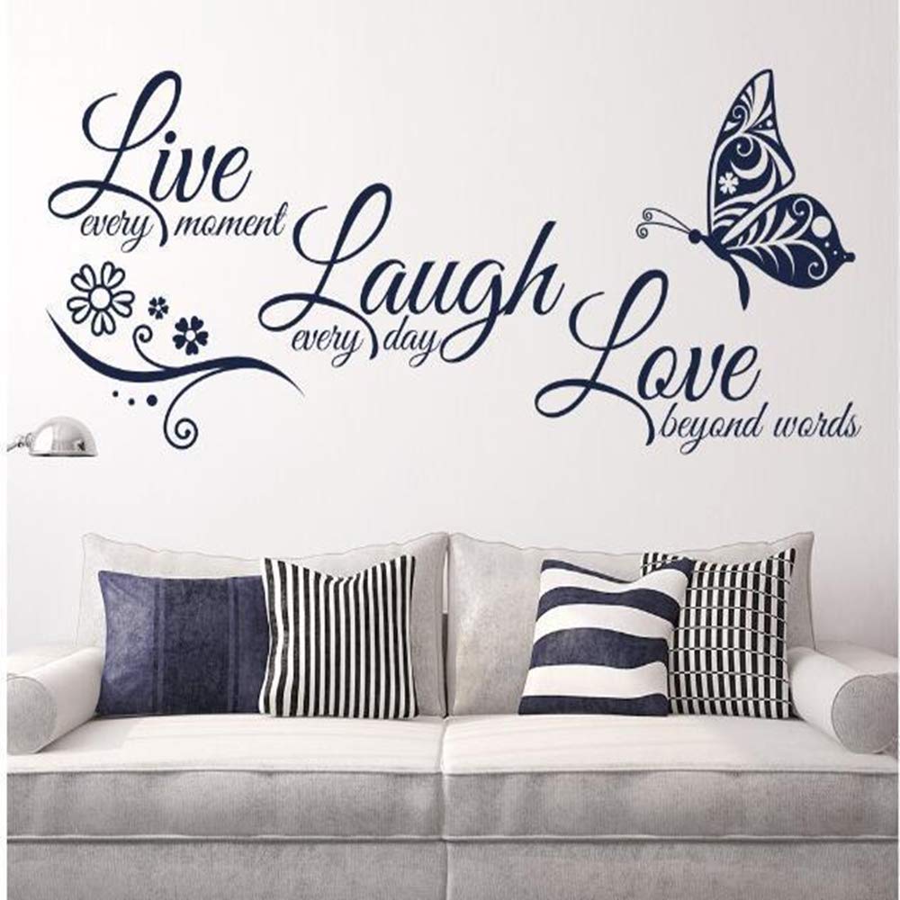 Live Love Laugh Set 3 Wall Sticker Motivational Wall Decals,Family Inspirational Wall Stickers Quotes(18x39, Black)