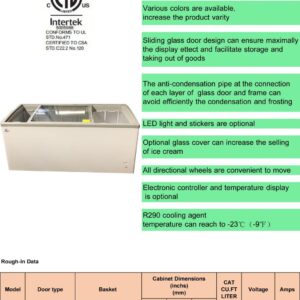 Chest Freezer Glass Door sliding Commercial Ice Cream Freezer 72" White Curve Display Top w/Storage Baskets 19 Cu.ft sd651s