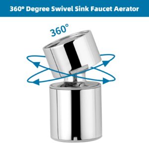 Hibbent NSF/ANSI/CAN 61 Certified Faucet Aerator, CUPC Certification 360-degree Swivel Kitchen Faucet Aerator, 2-Flow Sprayer Modes Faucet Replacement Part-55/64 Inch Female Thread, Polished Chrome