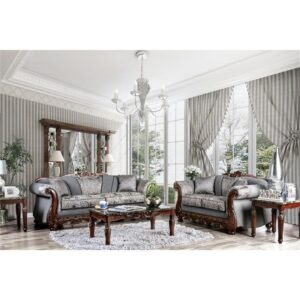 Furniture of America Eston Traditional Chenille Upholstered Sofa in Gray