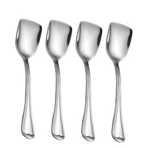 hissf ice cream spoons 18/10 stainless steel dessert spoon 4 pcs, shovel spoons, 6.0 inches, dishwasher safe