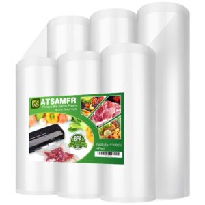 atsamfr 8 pack 8"x20'(4rolls) and 11"x20' (4rolls) vacuum sealer bags rolls with bpa free,heavy duty,great for vac storage or sous vide cooking