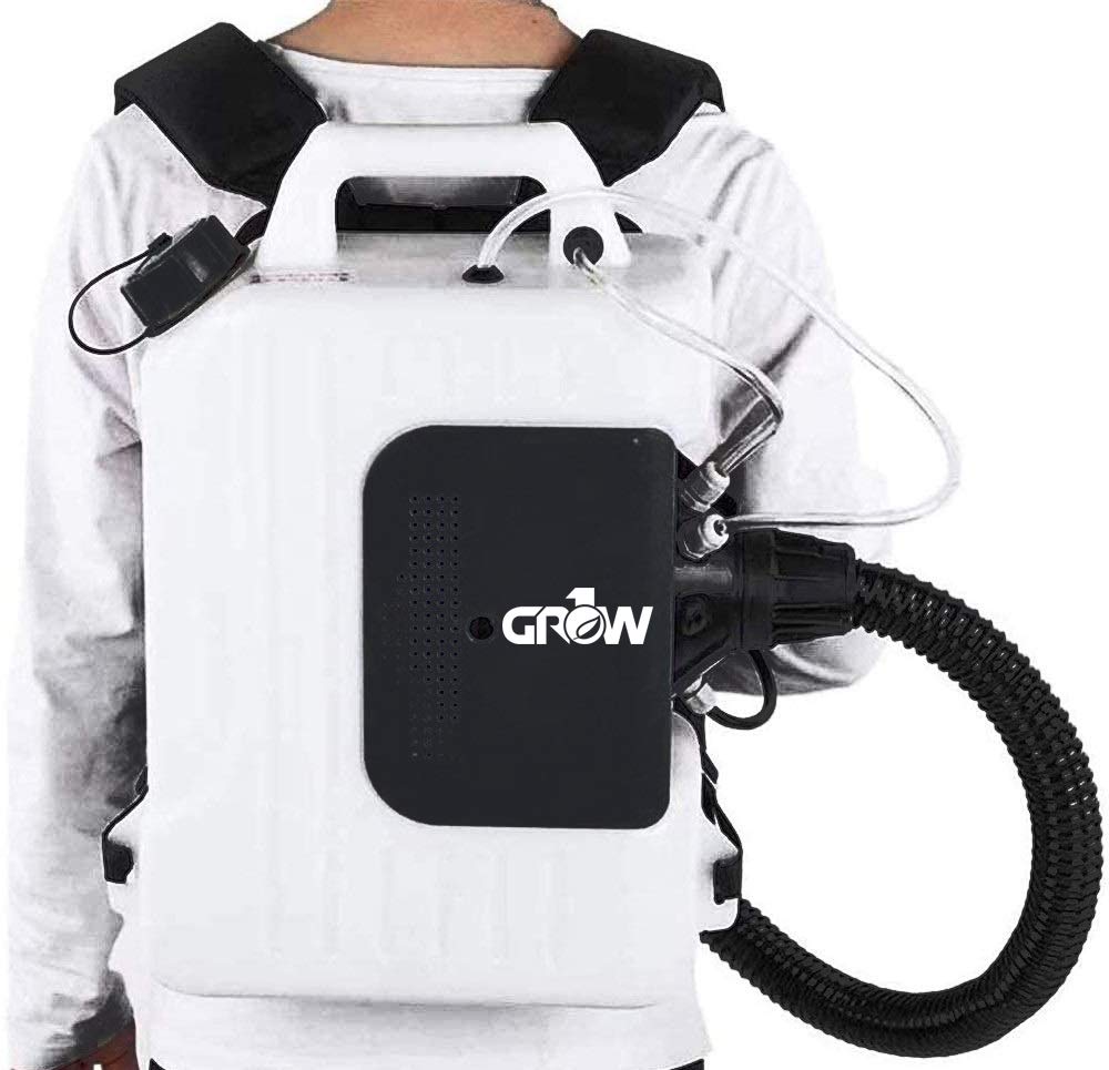 Grow1 Electric Backpack Fogger Machine ULV Atomizer Sprayer with Commercial Hose for Spraying Garden Greenhouse Indoor Outdoor Foggers, 2.5 Gallon