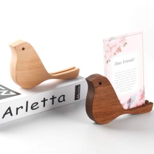 YOYAI Unique Design Bird Shape Wood Acrylic Sign Holder Stand Wooden Menu Holders Table Number Display Stands Place Card Holders Perfect for Coffee Shops Restaurants(Black Walnut)