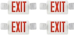 exitlux 1 pack red led emergency exit lights with battery backup-ul certified 2 led adjustable head -120/277vac-emergency exit sign/exit emergency light combo/exit signs for business/room.