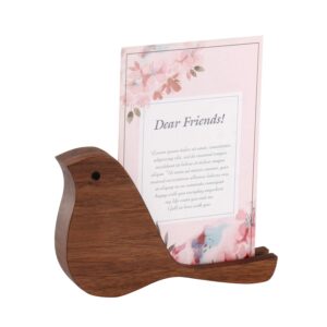 yoyai unique design bird shape wood acrylic sign holder stand wooden menu holders table number display stands place card holders perfect for coffee shops restaurants(black walnut)