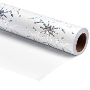 ruspepa wrapping paper - rainbow shining snowflake design - 30 inches x 32.8 feet