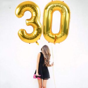 TONIFUL 40 Inch Gold Large Numbers Balloon Birthday Party Decorations, Foil Mylar Big Number Balloon Digital 50 for 50th Birthday, 50th Anniversary, Graduation Ceremony Photo Shoot