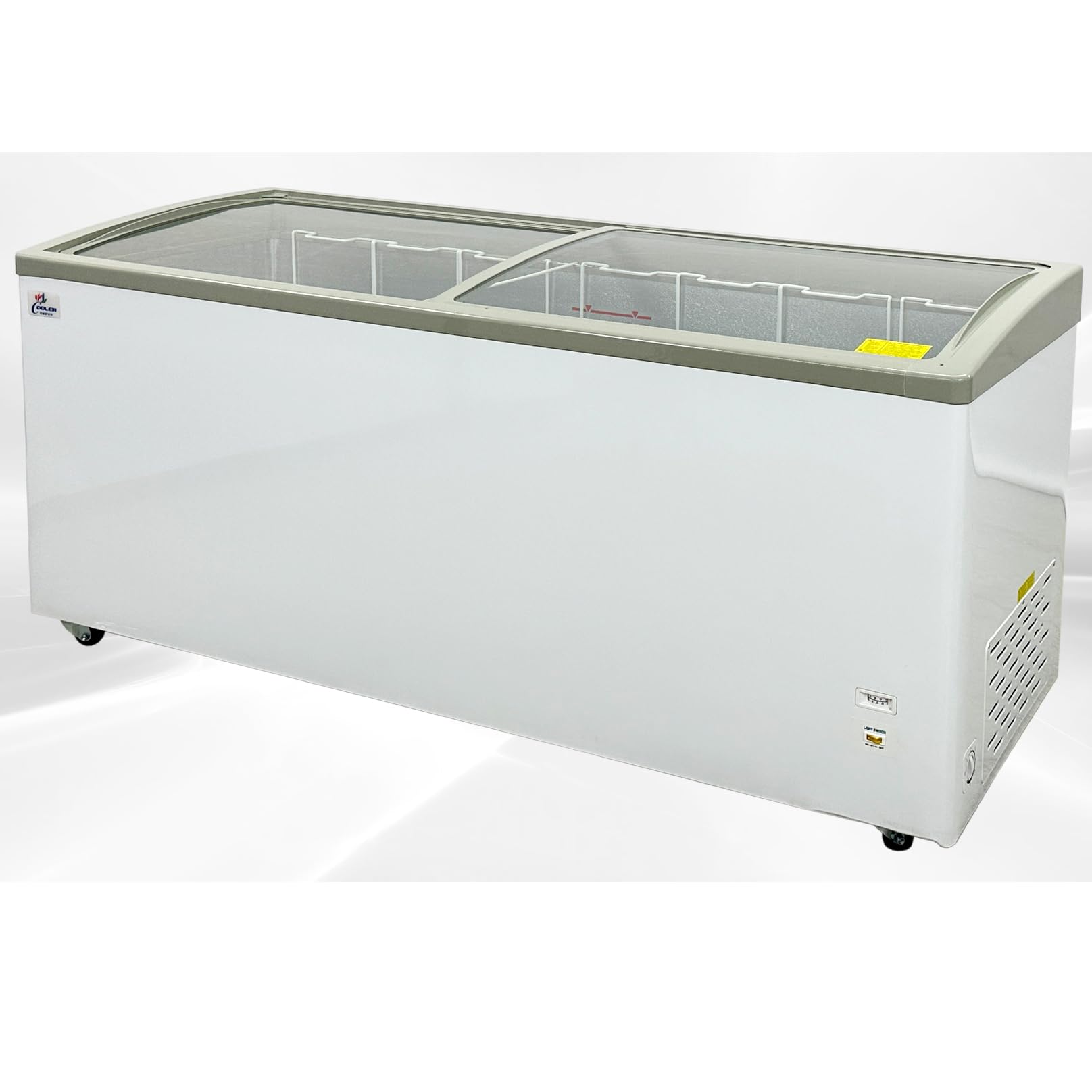 Chest Freezer Glass Door sliding Commercial Ice Cream Freezer 72" White Curve Display Top w/Storage Baskets 19 Cu.ft sd651s