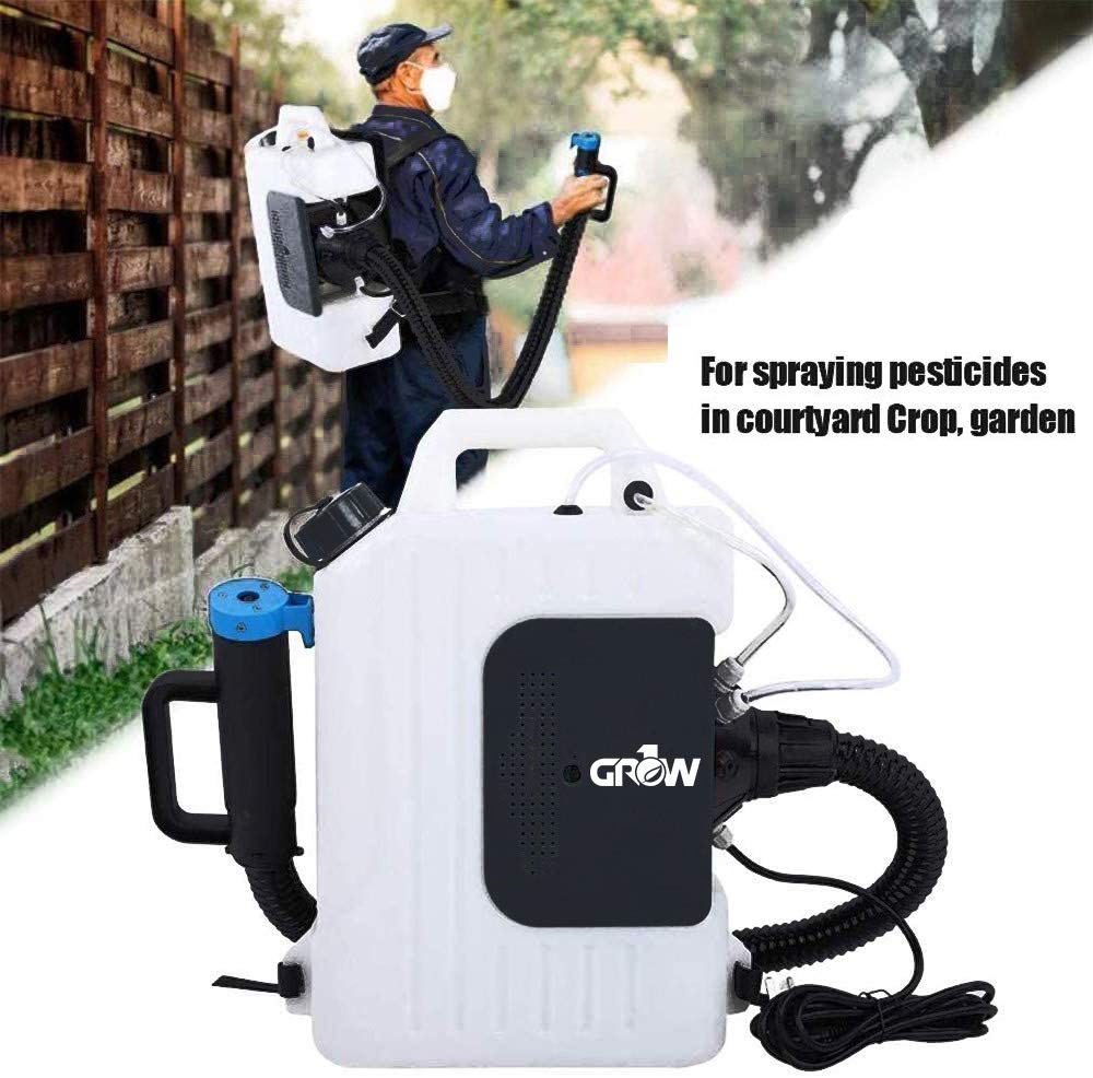 Grow1 Electric Backpack Fogger Machine ULV Atomizer Sprayer with Commercial Hose for Spraying Garden Greenhouse Indoor Outdoor Foggers, 2.5 Gallon