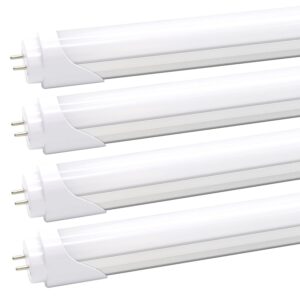 t8 t10 t12 2ft led light tube - 8w led replacement for 24 inch fluorescent bulb, 20w equivalent, 1120lm, 5000k daylight white, ballast bypass, dual-end powered, frosted cover (pack of 4)