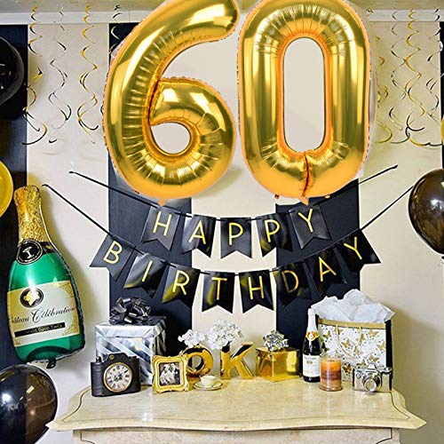 TONIFUL 40 Inch Gold Large Numbers Balloon Birthday Party Decorations, Foil Mylar Big Number Balloon Digital 50 for 50th Birthday, 50th Anniversary, Graduation Ceremony Photo Shoot