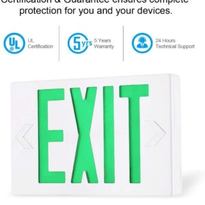 EXITLUX 1 Pack Green Led Emergency Exit Lights with Battery Backup-UL Listed 120V/227V Double Face- Exit Sign with Emergency Lights-Plug in Emergency Battery Lights