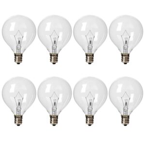 8 pack 25 watt g50 light bulbs for full-size scentsy warmers,g16.5 globe e12 incandescent candelabra base clear light bulbs for wax warmer