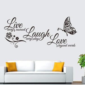 Live Love Laugh Set 3 Wall Sticker Motivational Wall Decals,Family Inspirational Wall Stickers Quotes(18x39, Black)