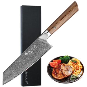 damascus santoku knife 7 inch light weight professional damascus super steel vg10 damascus chef knife comfortable ergonomic wood grain handle very sharp kitchen knives luxury gift box