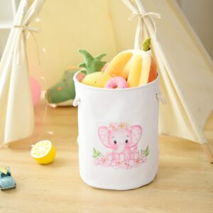 INough Baby Basket Pink Hamper Large Kids Hamper Baby Laundry Hamper for Nursery Girl, Girls Laundry Basket for Kids, Baby Dirty Clothes Basket Collapsible Kids Clothes Hamper for Laundry Kidsroom