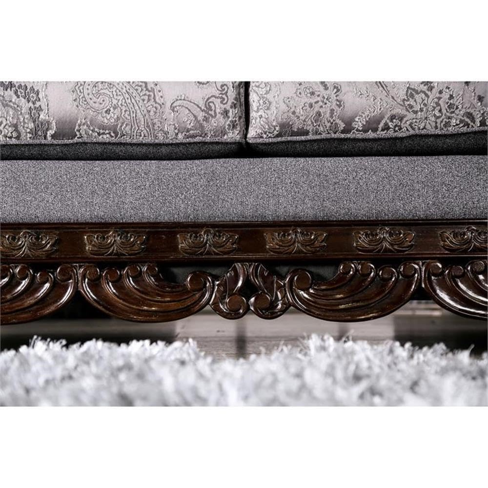 Furniture of America Eston Traditional Chenille Upholstered Sofa in Gray