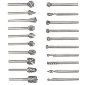 eyech 20pcs 1/8 inch(3mm) shank hss router bits burr rotary tools replacement wood milling burrs for rotary engraving woodworking tool