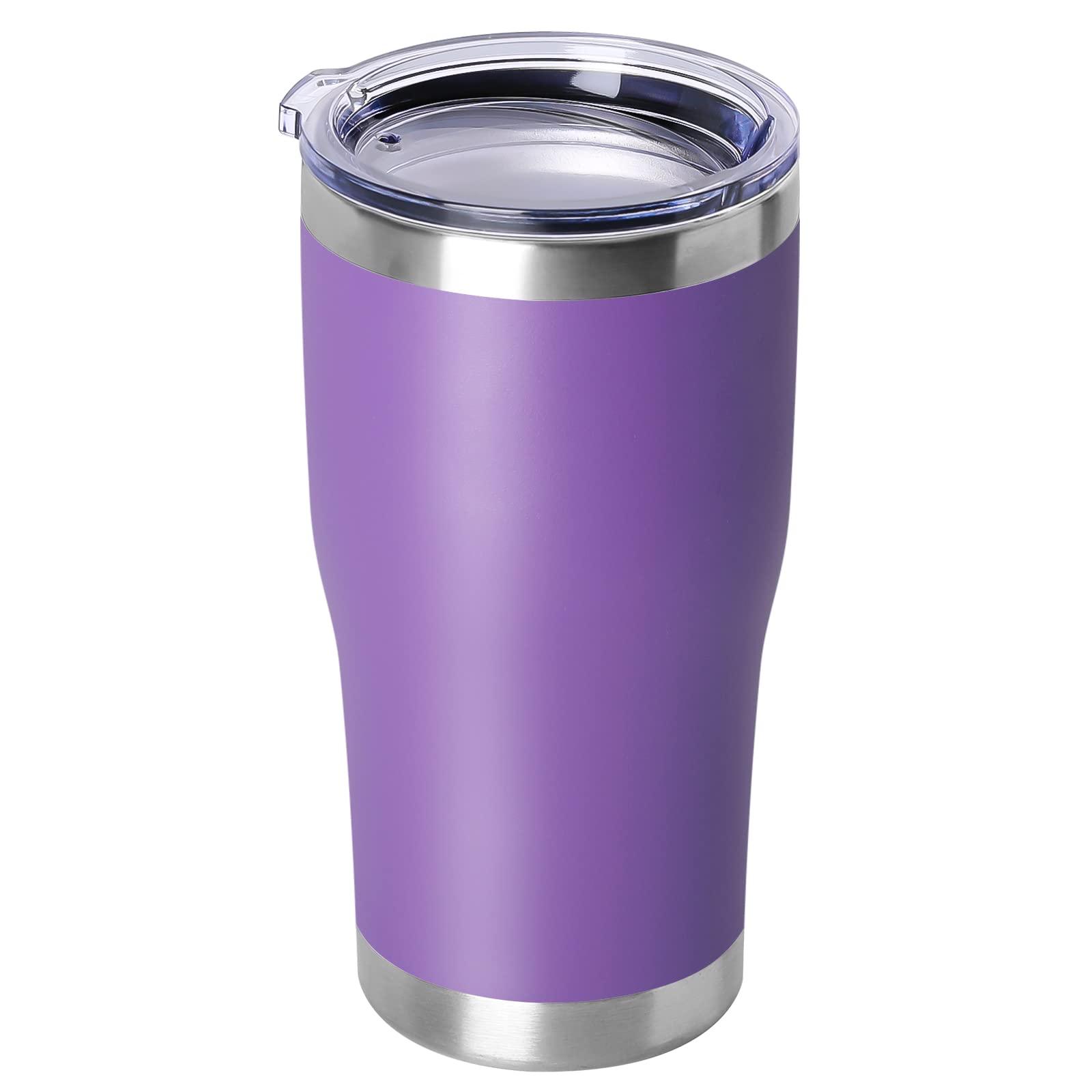 DOMICARE 20oz Tumbler with Lid Stainless Steel Tumblers Bulk, Double Wall Vacuum Insulated Coffee Travel Mug Powder Coated Tumbler, Purple