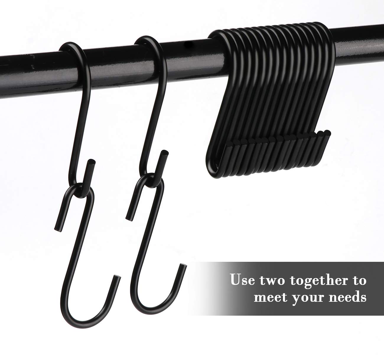 Lemonfilter S Hooks for Hanging Plants 3 Inch 20 Pcs S Metal Hooks,Black S Hooks for Hanging Shower Curtains, Hanging Kitchen Pots and Pans, Coffee Mugs, BBQ Utensils, Clothes, Plants