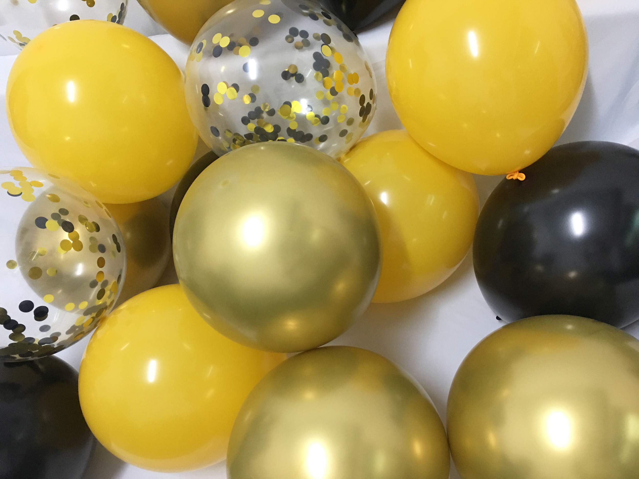 Bamonos Black Yellow Gold Balloons - Bee day Party Balloons for Baby Shower Birthday Gender Reveal Graduation Decorations 12inch 60packs