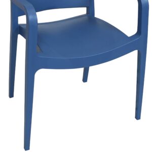 Sunnydaze Landon All-Weather Plastic Indoor and Outdoor Dining Armchair - Commercial Grade - Sax Blue - 2 Chairs