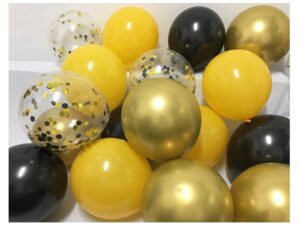 bamonos black yellow gold balloons - bee day party balloons for baby shower birthday gender reveal graduation decorations 12inch 60packs