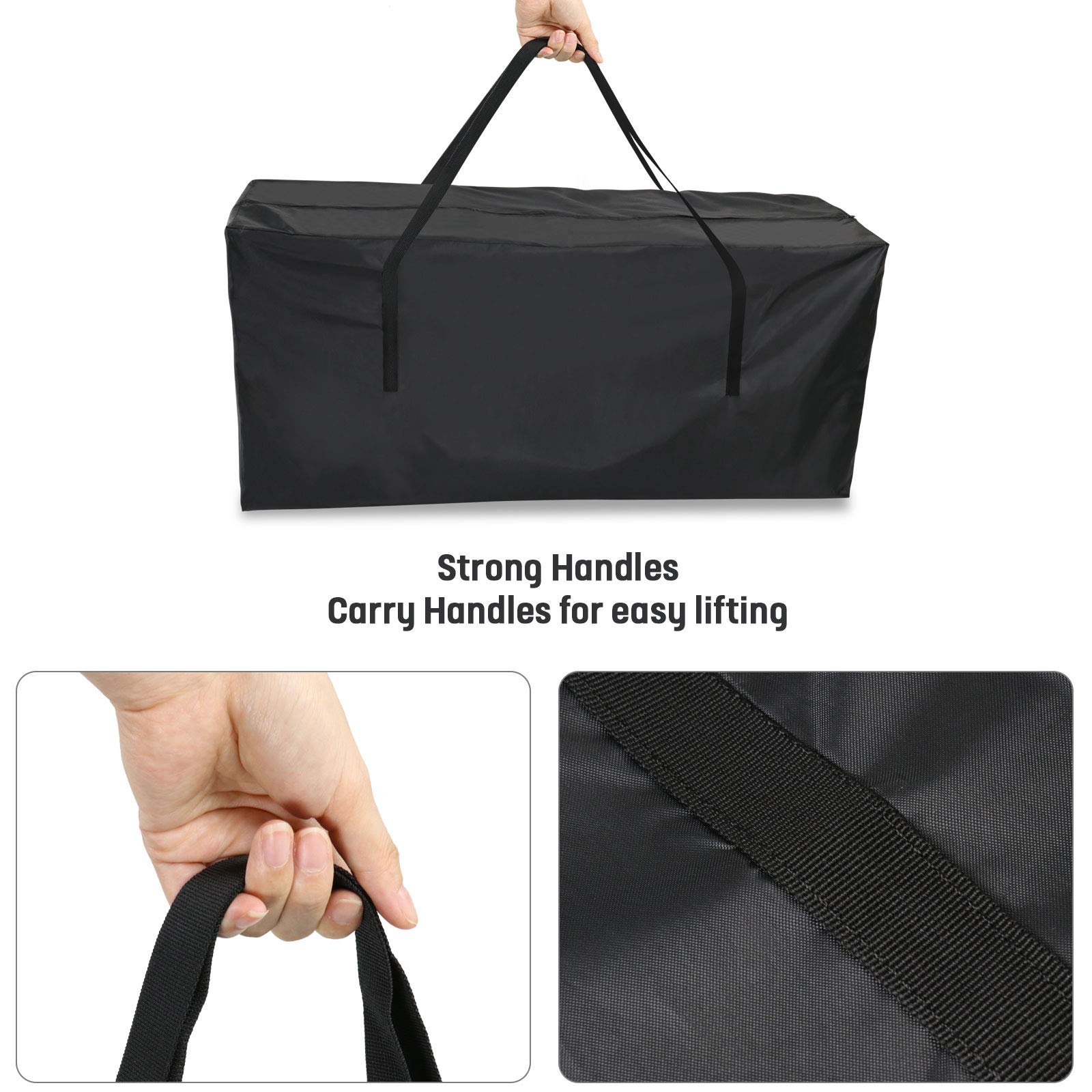 Fenghome Furniture Cushion Storage Bag, Waterproof Fabric Storage Bag with Zipper and Handles for Outdoor/Indoor Patio Furniture Clothes and Pillows and Christmas Tree, 45.6 x 18.5 x 20 inches, Black