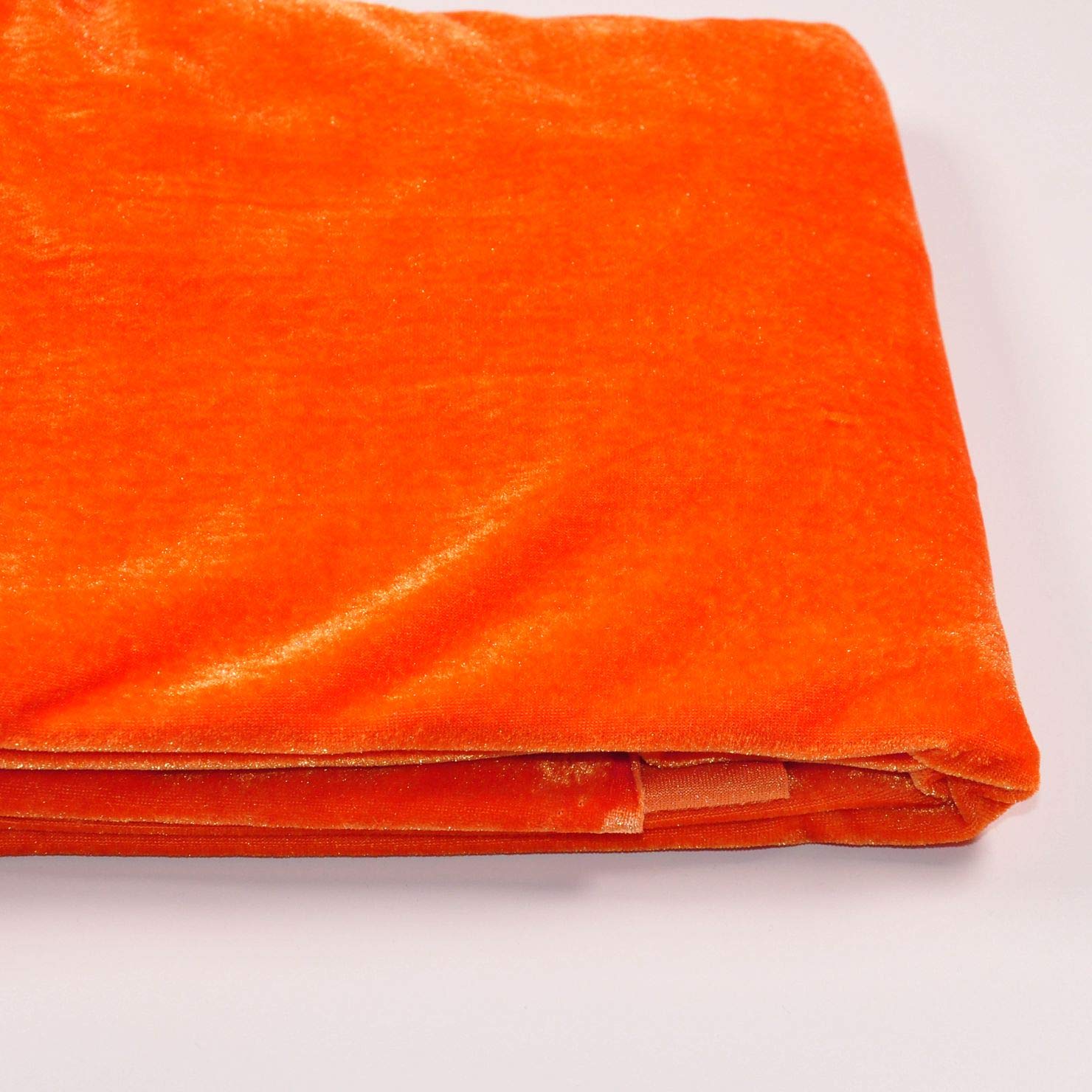 Stretch Velvet Fabric 12 Colors 62" Wide for Sewing Apparel Upholstery Curtain by The Yard (One Yard Orange)