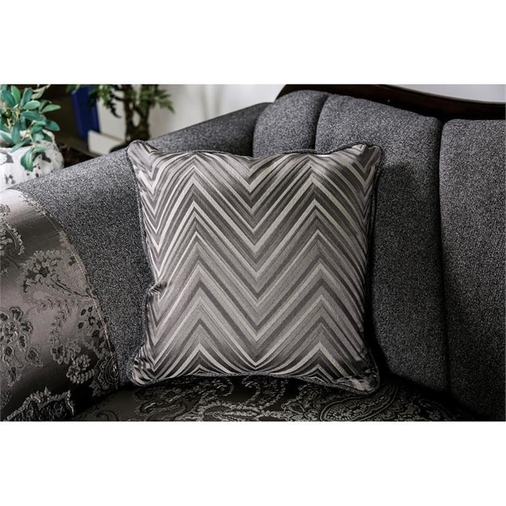 Furniture of America Eston Traditional Chenille Upholstered Sofa in Gray