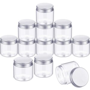 12 pack clear plastic storage favor jars wide-mouth plastic containers with lids for beauty products (3 ounce)