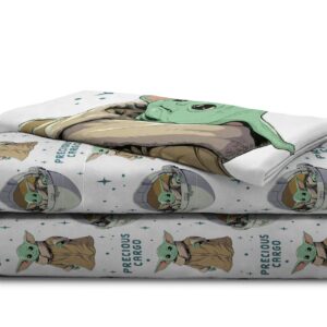 Jay Franco Star Wars The Mandalorian Curious Child Twin Sheet Set - 3 Piece Set Super Soft and Cozy Kid’s Bedding Features The Child Baby Yoda - Fade Resistant Microfiber Sheets