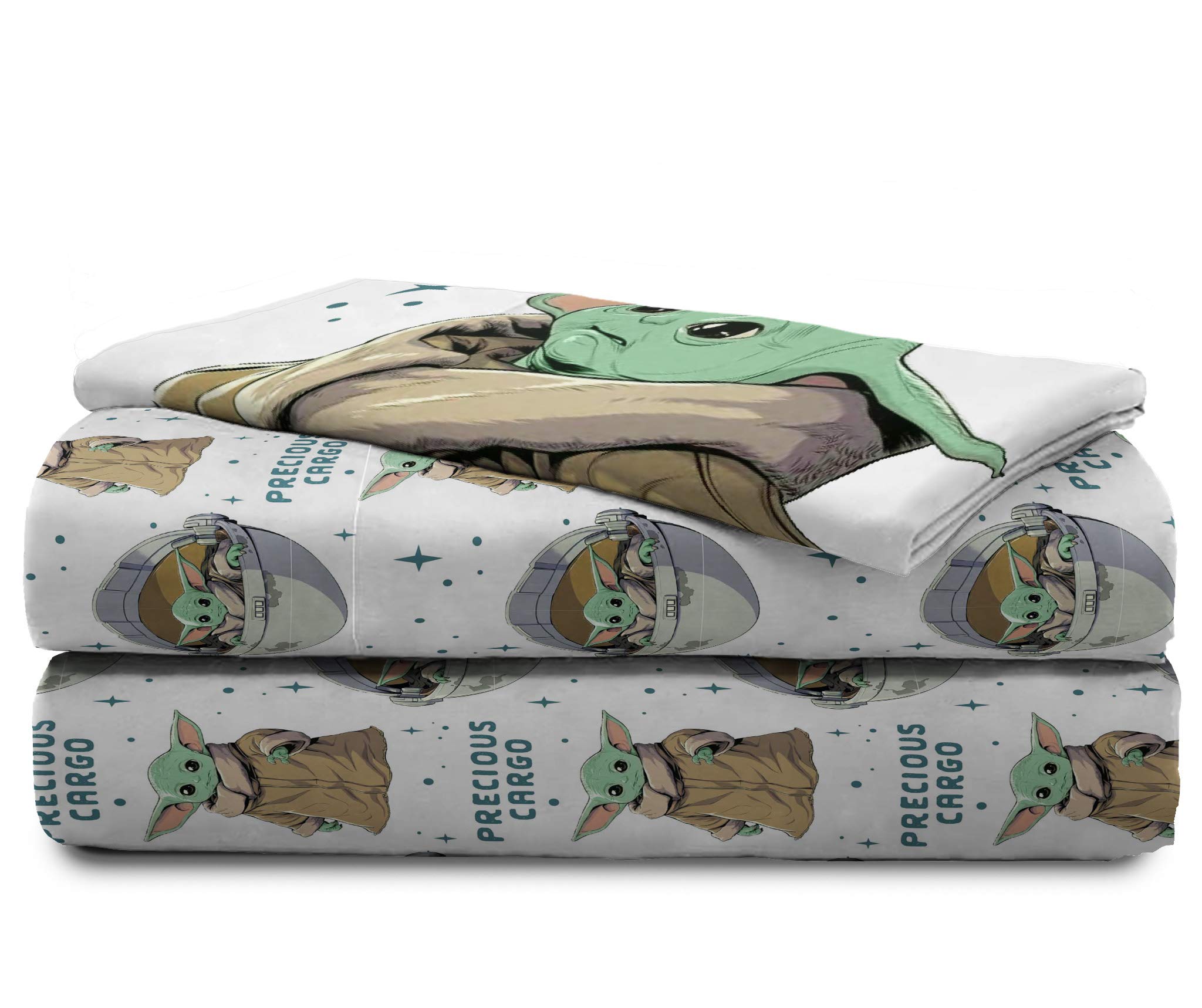 Jay Franco Star Wars The Mandalorian Curious Child Twin Sheet Set - 3 Piece Set Super Soft and Cozy Kid’s Bedding Features The Child Baby Yoda - Fade Resistant Microfiber Sheets