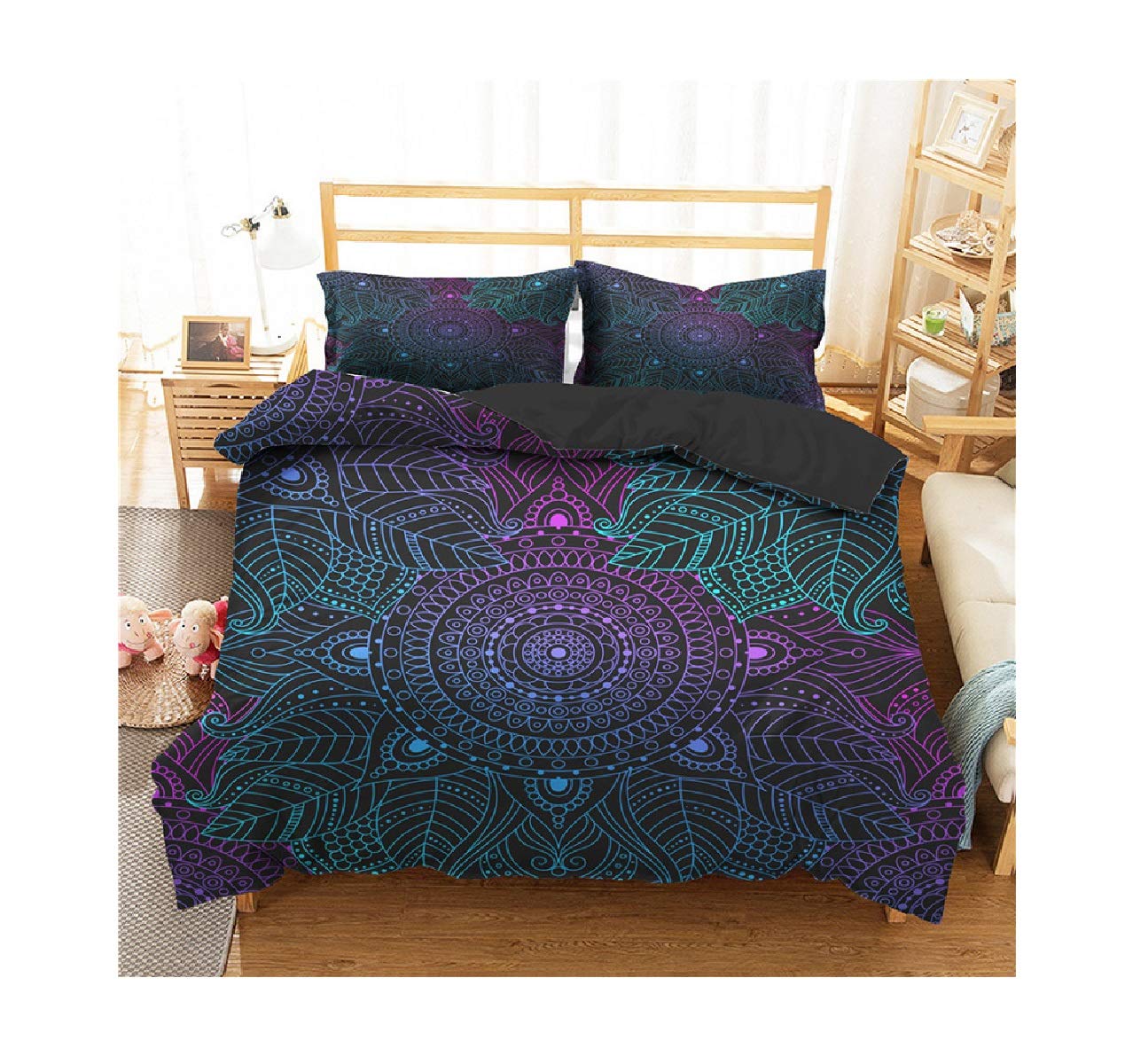 Bedding Set 3D Printed King Duvet Cover Bohemian Mandala Home Textiles for Adults Bedclothes with Pillowcase Bed Sheet Queen Quilt Cover (US King)