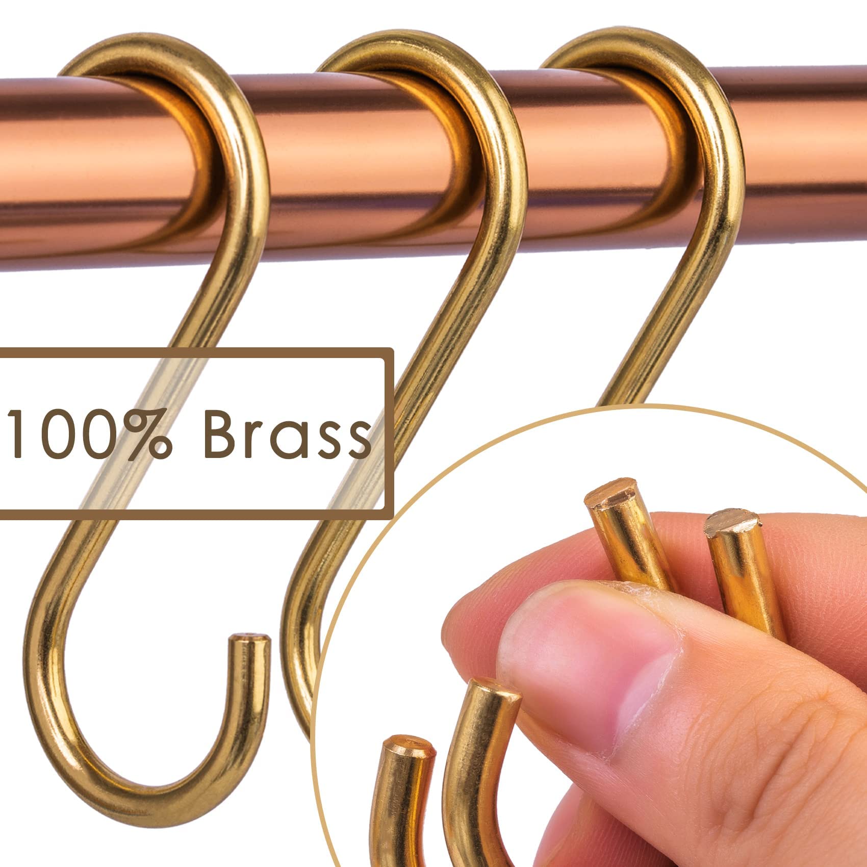 12 Piece Brass S Shaped Hooks, Gold Coat Clothes Towel Hangers, Kitchen Pots Pans Coffee Cups Rack Hooks