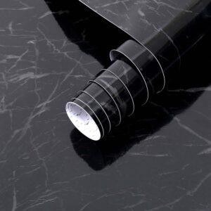 arthome black marble,17"x120" inches peel and stick wallpaper, black marble contact paper self-adhesive and removable vinyl wallpaper waterproof contact paper for cabinets countertops wall covering