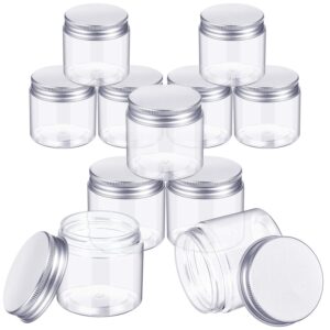 12 Pack Clear Plastic Storage Favor Jars Wide-Mouth Plastic Containers with Lids for Beauty Products (3 Ounce)