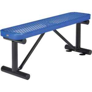 global industrial 48" l outdoor steel flat bench, expanded metal, blue