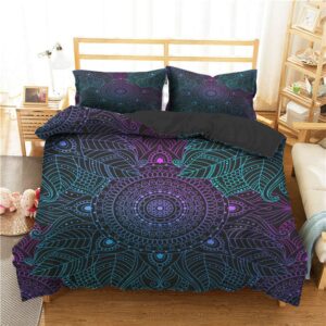 Bedding Set 3D Printed King Duvet Cover Bohemian Mandala Home Textiles for Adults Bedclothes with Pillowcase Bed Sheet Queen Quilt Cover (US King)