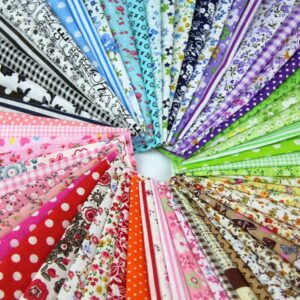 Bluelans 50pcs 4" x 4" (10cm x 10cm) Top Cotton Craft Fabric Bundle Squares Patchwork DIY Sewing Scrapbooking Quilting Floral Dot Pattern Artcraft 30pcs Mix Color