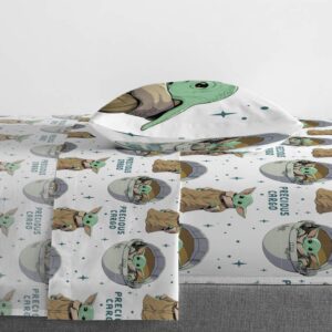 Jay Franco Star Wars The Mandalorian Curious Child Twin Sheet Set - 3 Piece Set Super Soft and Cozy Kid’s Bedding Features The Child Baby Yoda - Fade Resistant Microfiber Sheets